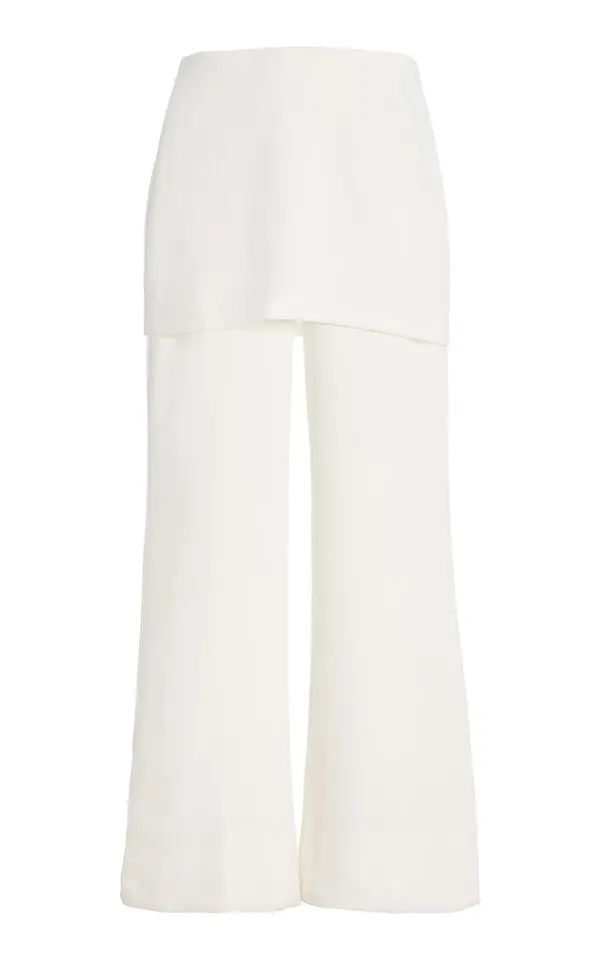 SLOAN Combination Crepe Flared Trousers - Ivory