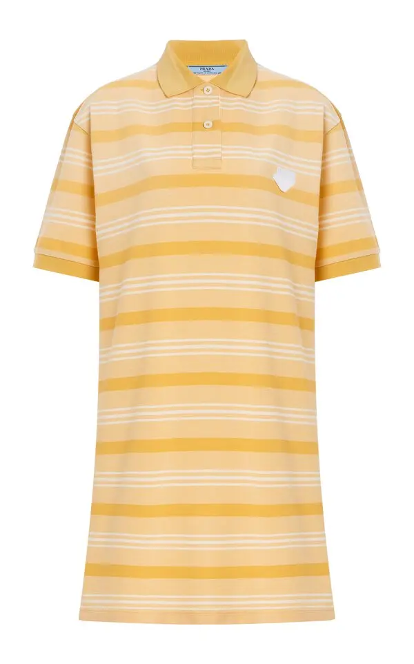 Prada Striped Cotton Pique Mini Dress - Yellow