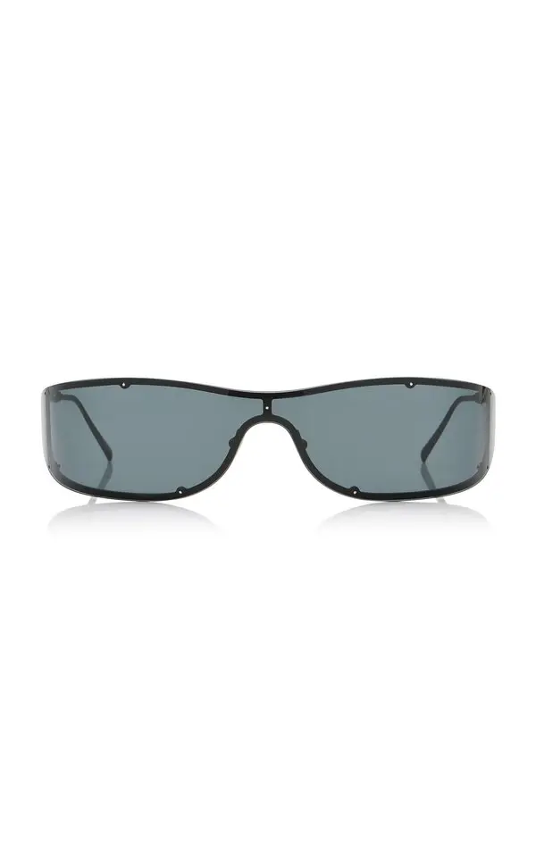 Saint Laurent Rimless Shield Metal Sunglasses - Black