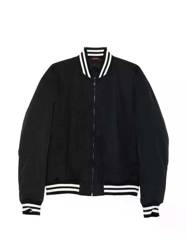 Gucci Zip-up Bomber Jacket With Striped Trim - Black