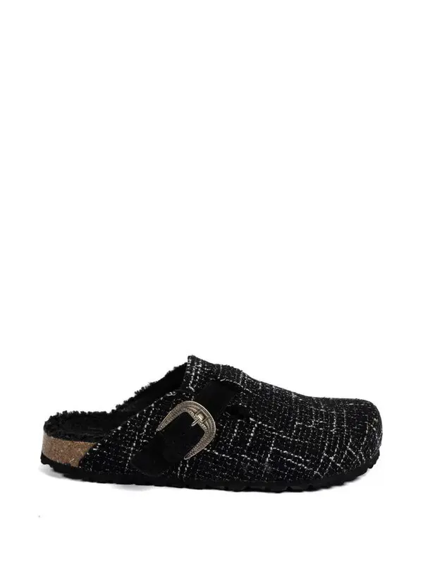 Faliero Sarti Checked Buckle Mules - Black