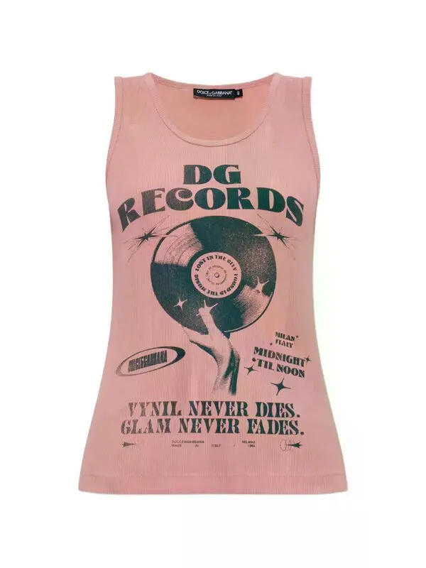 Dolce & Gabbana Graphic Print Ribbed Tank Top - Pink