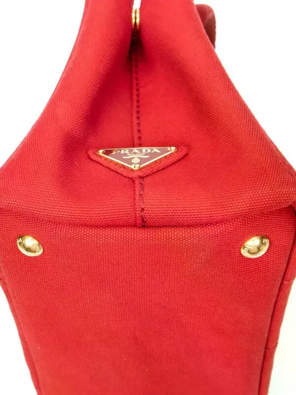 Prada Logo Print Top Handle Bag - Red