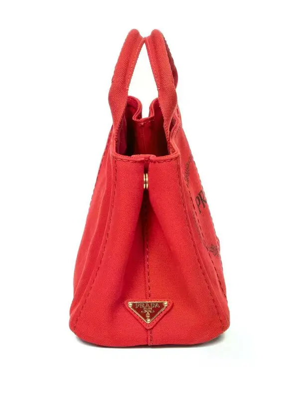 Prada Logo Print Top Handle Bag - Red