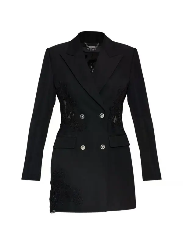 Versace Lace Double-breasted Blazer - Black