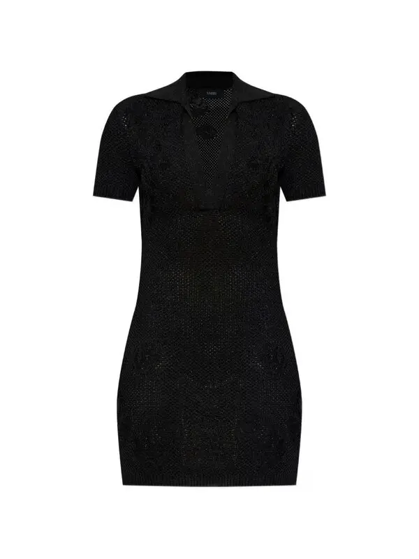 Amiri V-neck Knitted Mini Dress With Floral Motifs