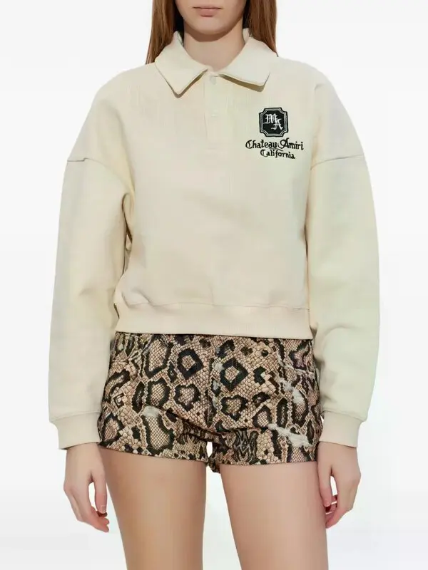 Amiri Ma Chateau Embroidered Polo Top