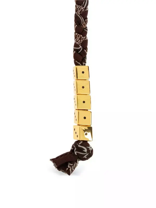 Amiri Dice Beaded Keyring - Brown