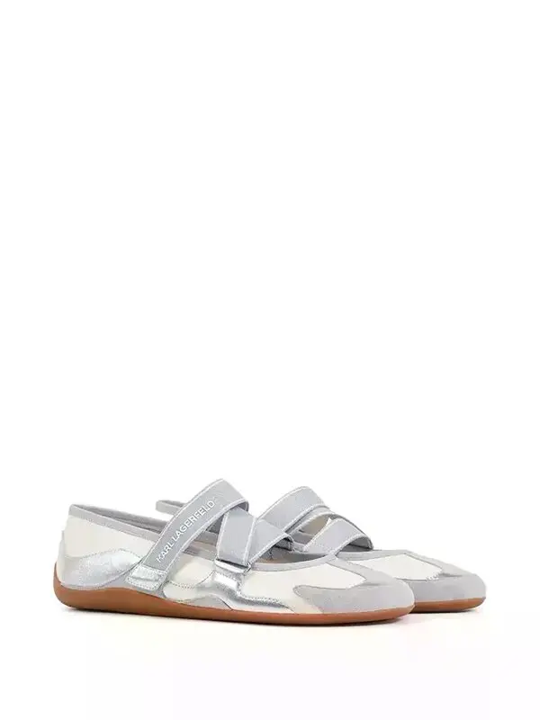 Karl Lagerfeld Cross-strap Ballet Flats - Silver