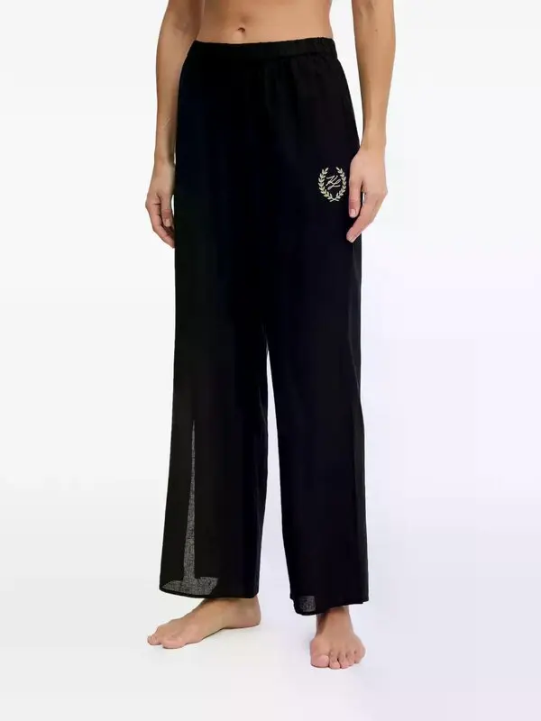 Karl Lagerfeld Embroidered Straight-leg Trousers - Black