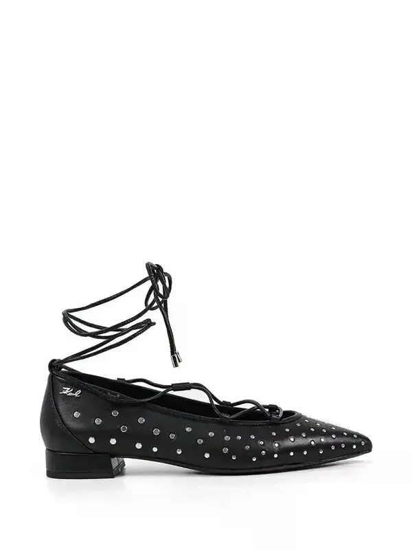 Karl Lagerfeld Studded Lace-up Ballet Flats