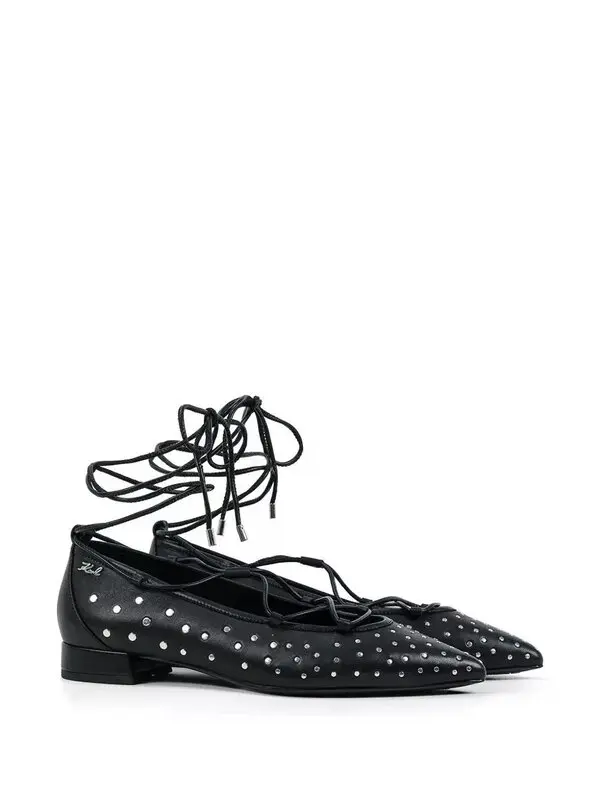 Karl Lagerfeld Studded Lace-up Ballet Flats