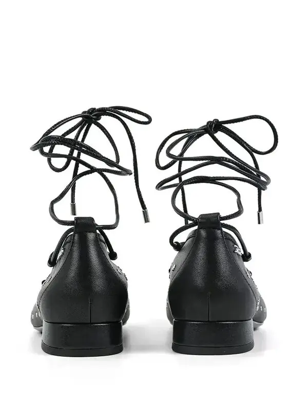 Karl Lagerfeld Studded Lace-up Ballet Flats