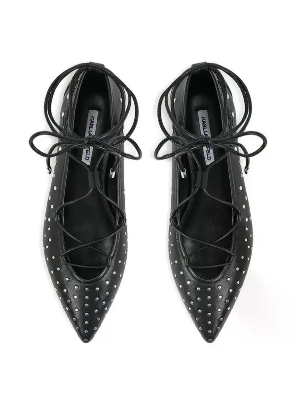 Karl Lagerfeld Studded Lace-up Ballet Flats