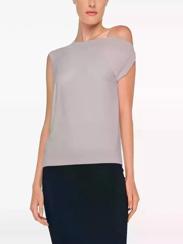 Norma Kamali Asymmetrical Drop Shoulder Top - Grey