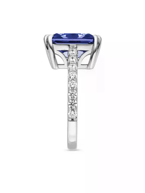 VEYNOU 14kt Recycled White Gold Sapphire And Diamond Ring - Silver