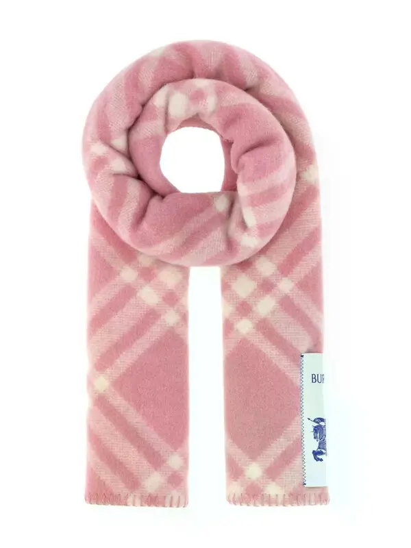 Burberry Embroidered Checked Scarf - Pink
