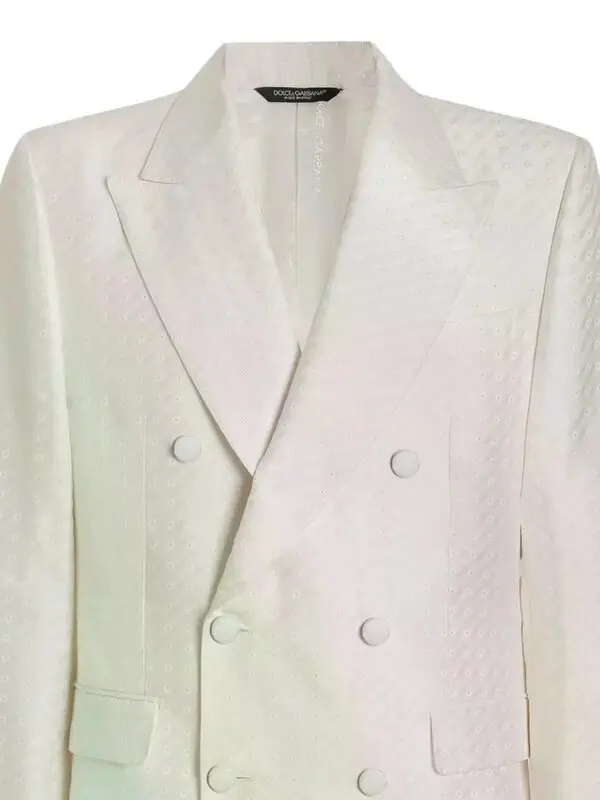 Dolce & Gabbana Double-breasted Sicilia Light Jacquard Jacket With Micro Pattern - White