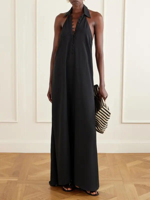 TALLER MARMO Barbara Open-back Crepe Gown - Black