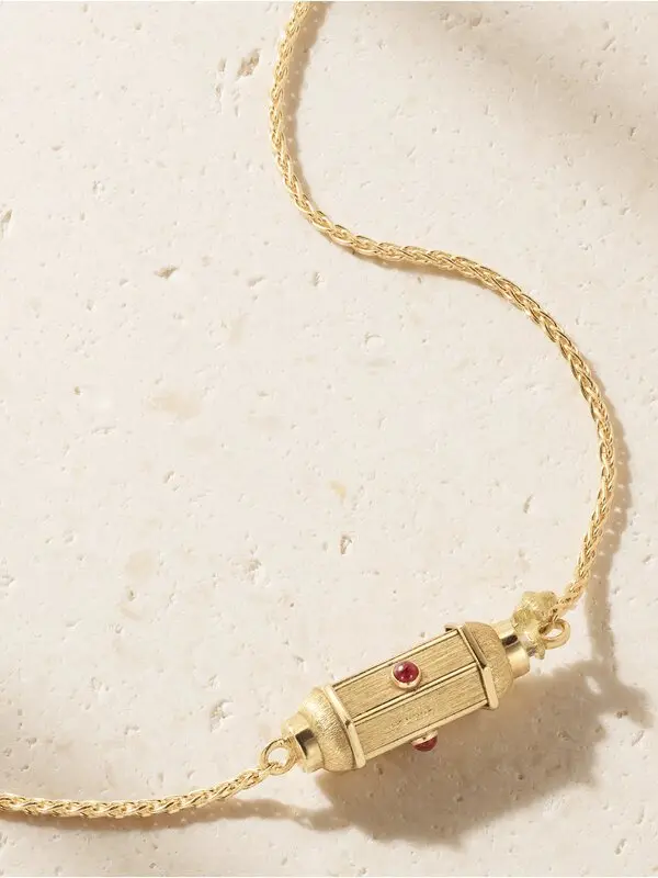 MARIE LICHTENBERG 18-karat Gold Ruby Locket Necklace - Red