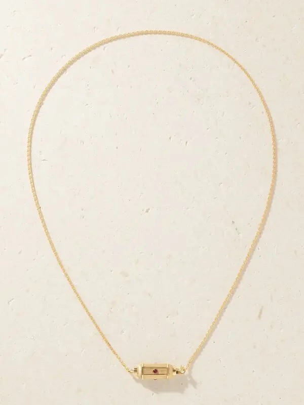 MARIE LICHTENBERG 18-karat Gold Ruby Locket Necklace