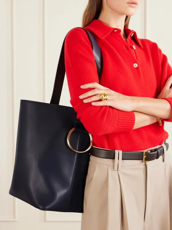 Victoria Beckham Dia Leather And Suede Bucket Bag - Blue