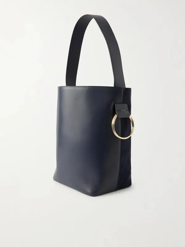 Victoria Beckham Dia Leather And Suede Bucket Bag - Blue
