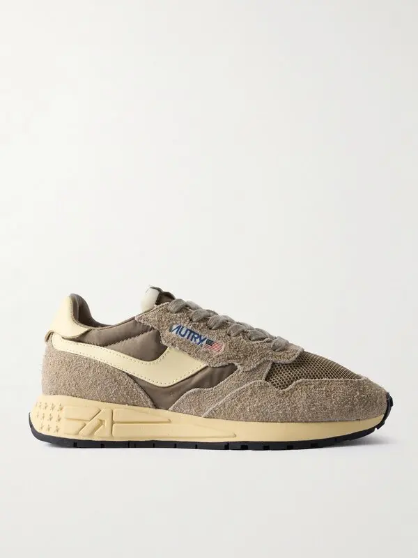 AUTRY Reelwind Low Suede, Mesh And Shell Trainers With Leather Trims - Brown