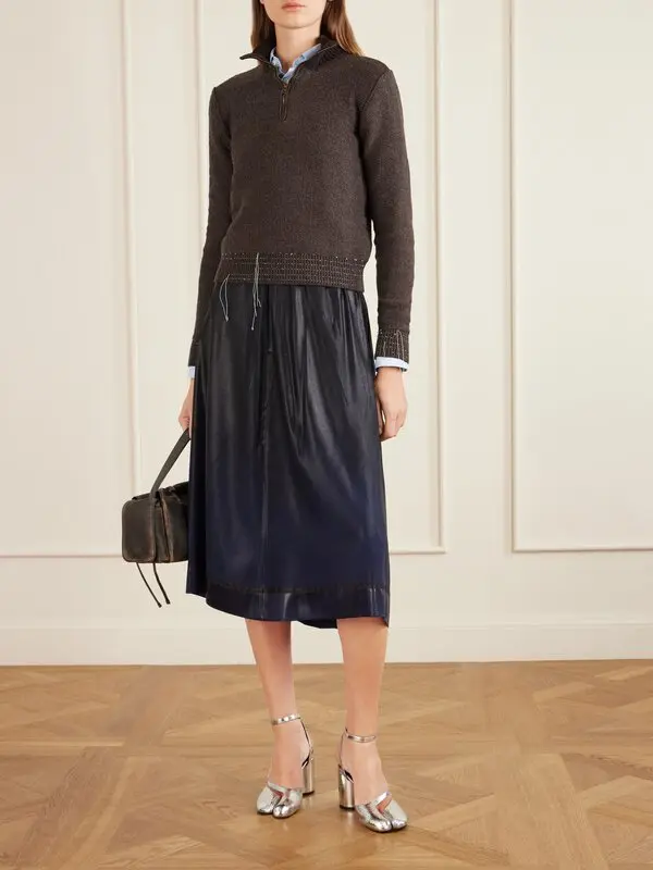 MAISON MARGIELA Ombré Laminated Satin Midi Skirt - Black