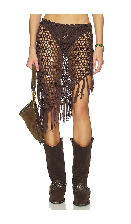 MORE TO COME Lorelai Crochet Skirt - Brown