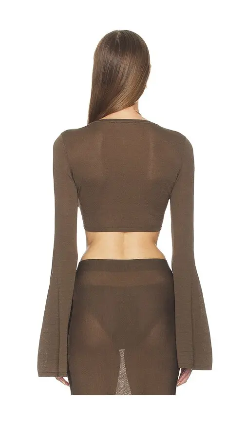 LOVERS AND FRIENDS Paisleigh Knit Tie Top - Brown