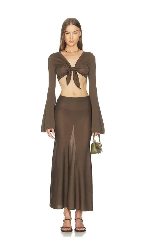 LOVERS AND FRIENDS Paisleigh Knit Tie Top - Brown