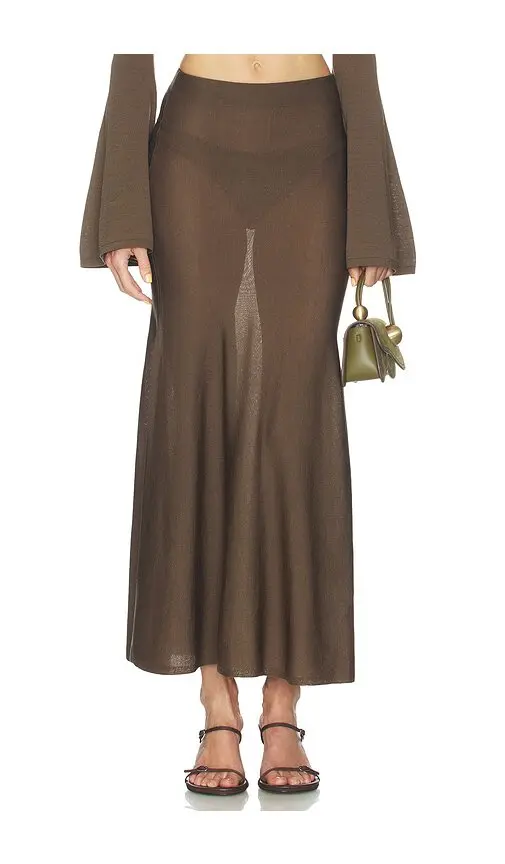LOVERS AND FRIENDS Paisleigh Knit Midi Skirt - Brown