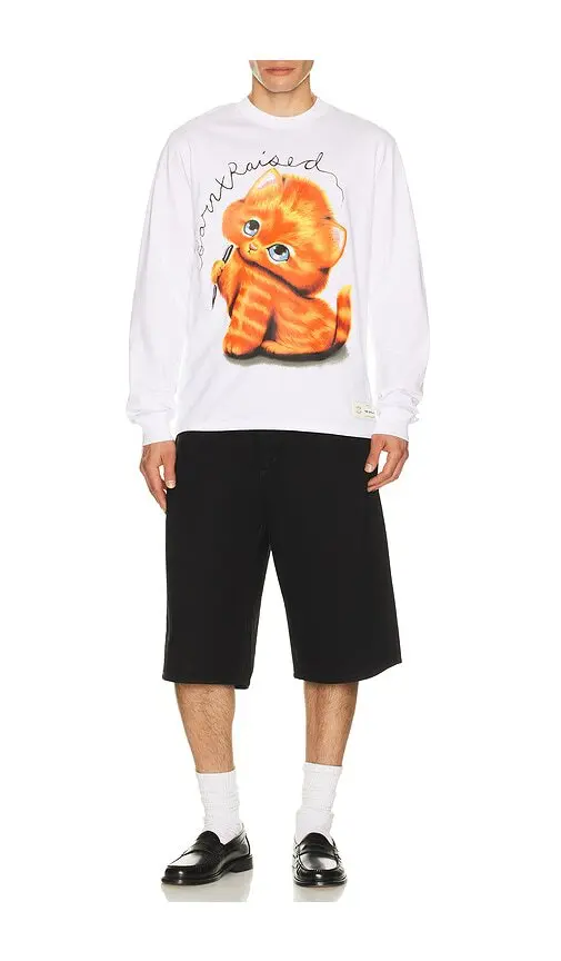 BORN X RAISED Kitty Long Sleeve Tee In . Also