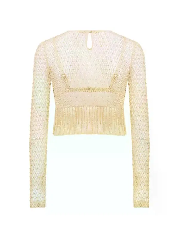 PatBO Crochet Bloom Blouse With Fringe Detail