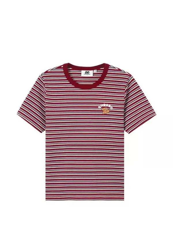 CHOCOOLATE Striped Cotton T-shirt With Embroidery - Red
