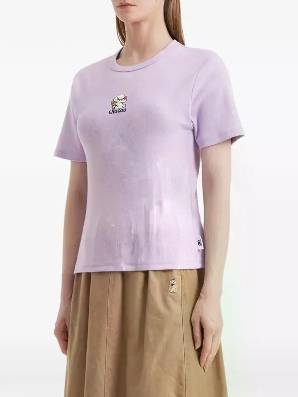 CHOCOOLATE Embroidered Detail Round Neck Short Sleeve T-shirt