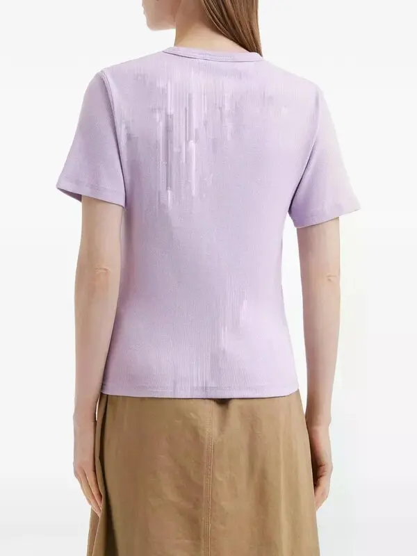 CHOCOOLATE Embroidered Detail Round Neck Short Sleeve T-shirt