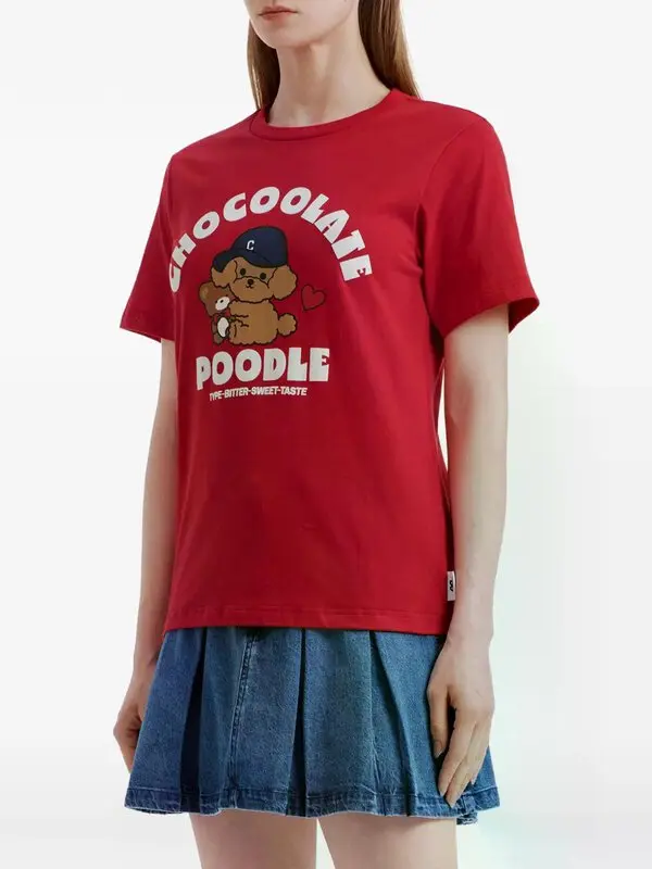 CHOCOOLATE Poodle Graphic T-shirt - Red