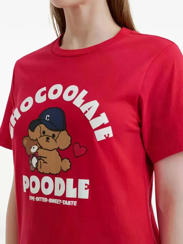 CHOCOOLATE Poodle Graphic T-shirt - Red