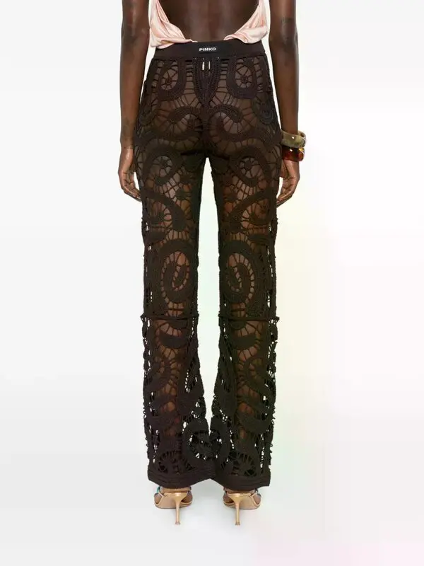 Pinko Crochet Straight-leg Trousers - Brown