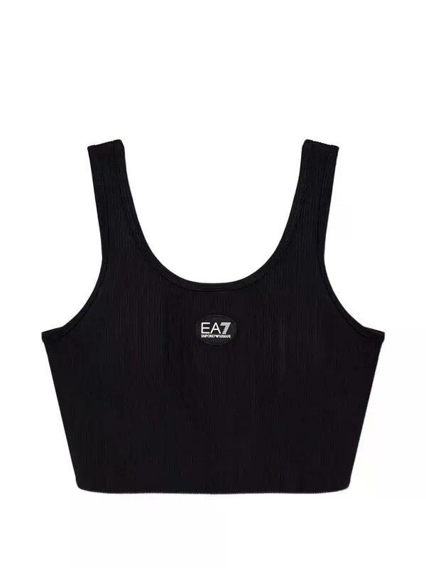 EA7 Logo-detail Ribbed Top - Black