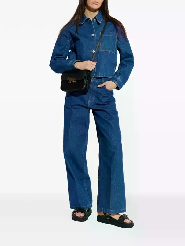 Maison Kitsuné Cropped Buttoned Denim Jacket