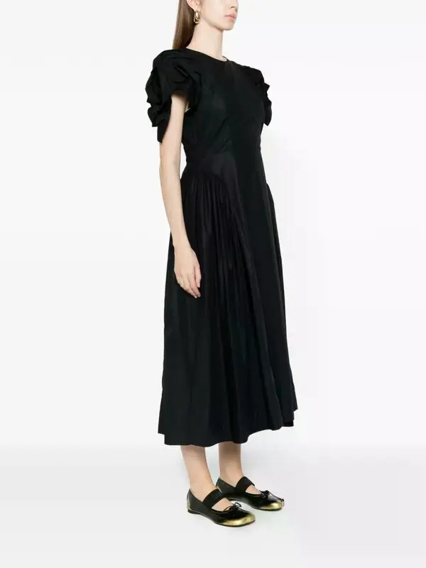 Simone Rocha Rose Puff-sleeve Midi Dress - Black