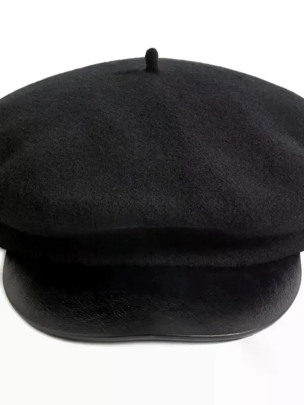Valentino Garavani Vlogo Signature Wool Beret With Leather Visor