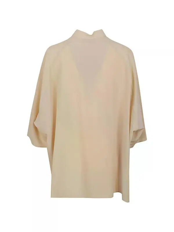 GIANLUCA CAPANNOLO Stand-collar Top With Three-quarter Sleeves - Neutrals