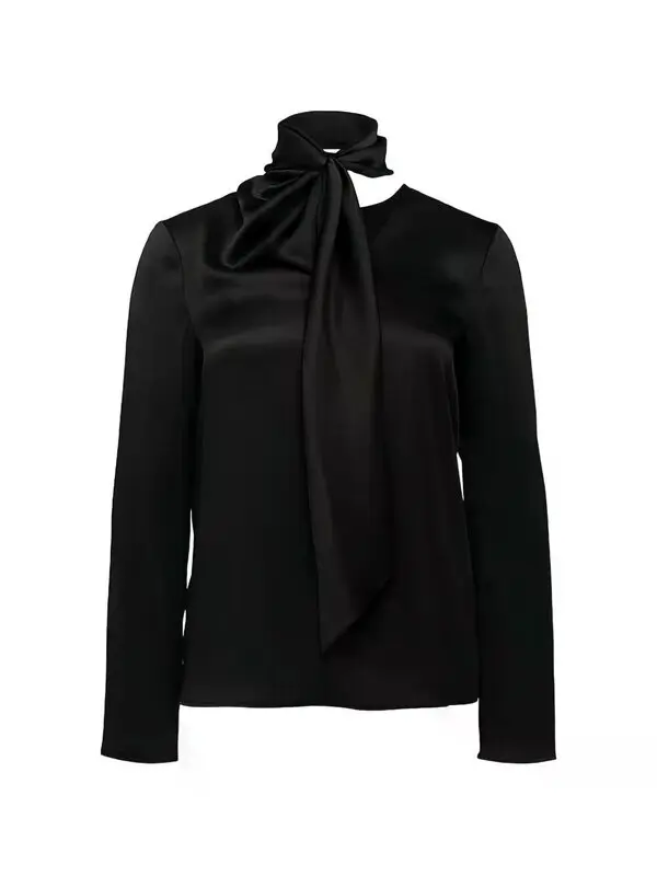 Alberta Ferretti Satin Long Sleeve Blouse With Tie Detail