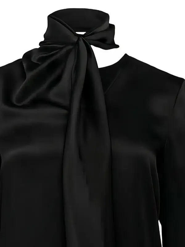 Alberta Ferretti Satin Long Sleeve Blouse With Tie Detail