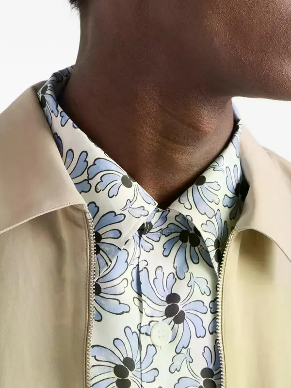 Prada Printed Cotton Blend Bowling Shirt - White