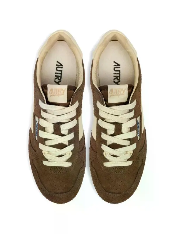 AUTRY Panelled Design Logo Patch Lace-up Fastening Flat Rubber Sole Sneakers - Brown